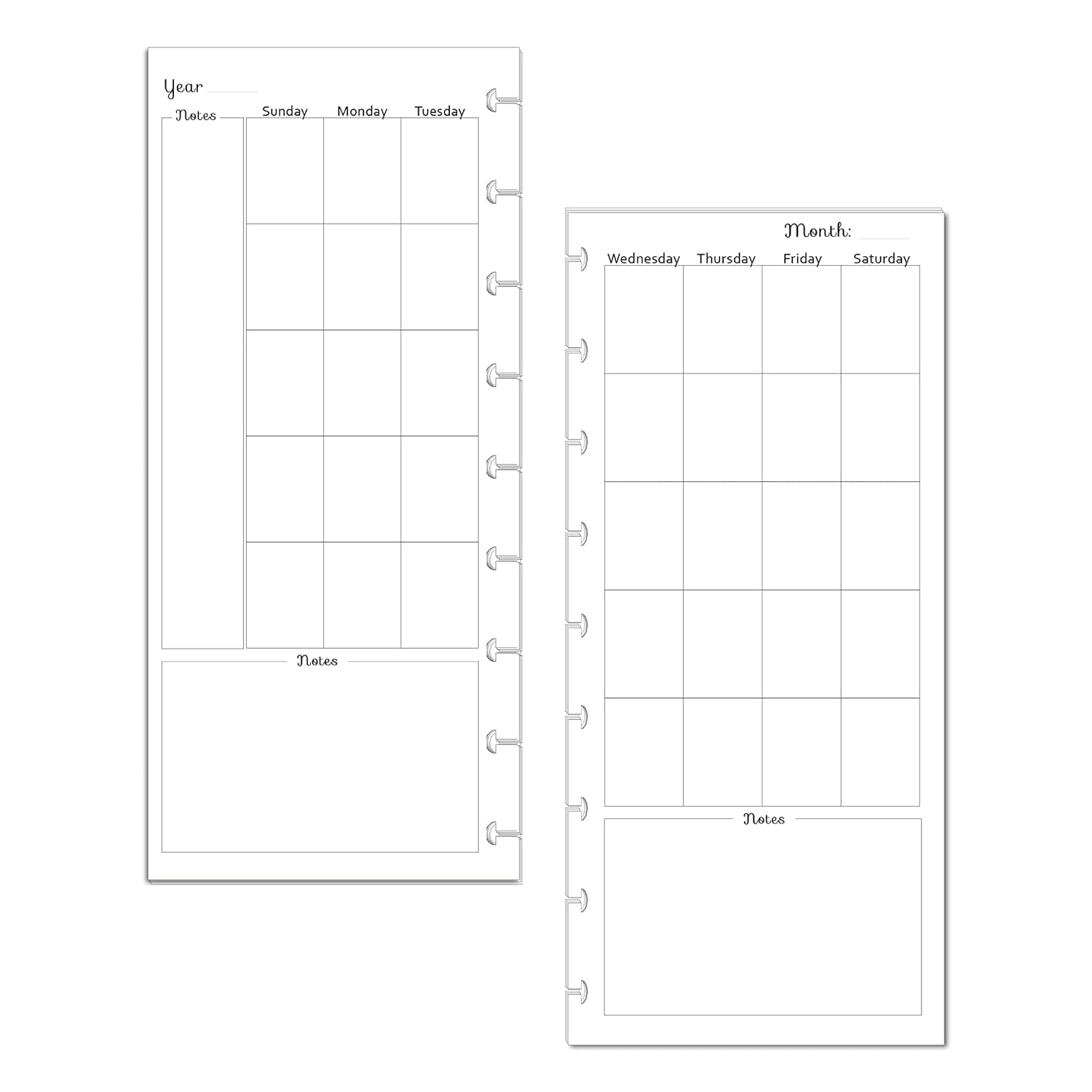 Undated Monthly Calendar Insert Fits 9-Disc Skinny Classic Happy ...