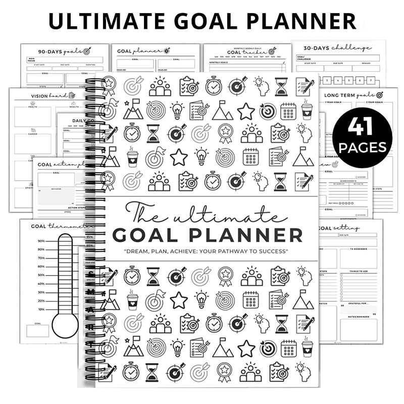 Undated Ultimate Goal Planner Notebook, Daily Weekly Monthly Yearly ...