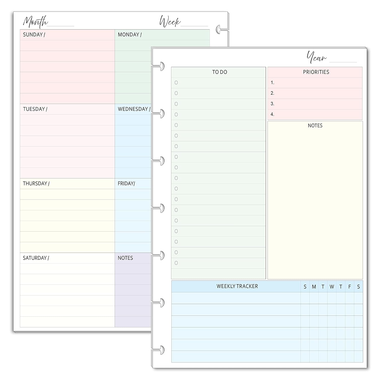 Undated Weekly Planner Inserts fits 7-Disc Mini Happy Planners, and ...