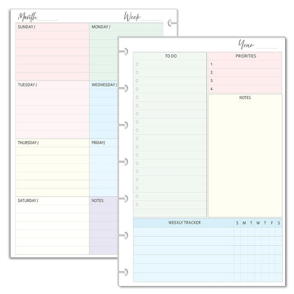 Undated Weekly Planner Inserts fits 7-Disc Mini Happy Planners, and ...