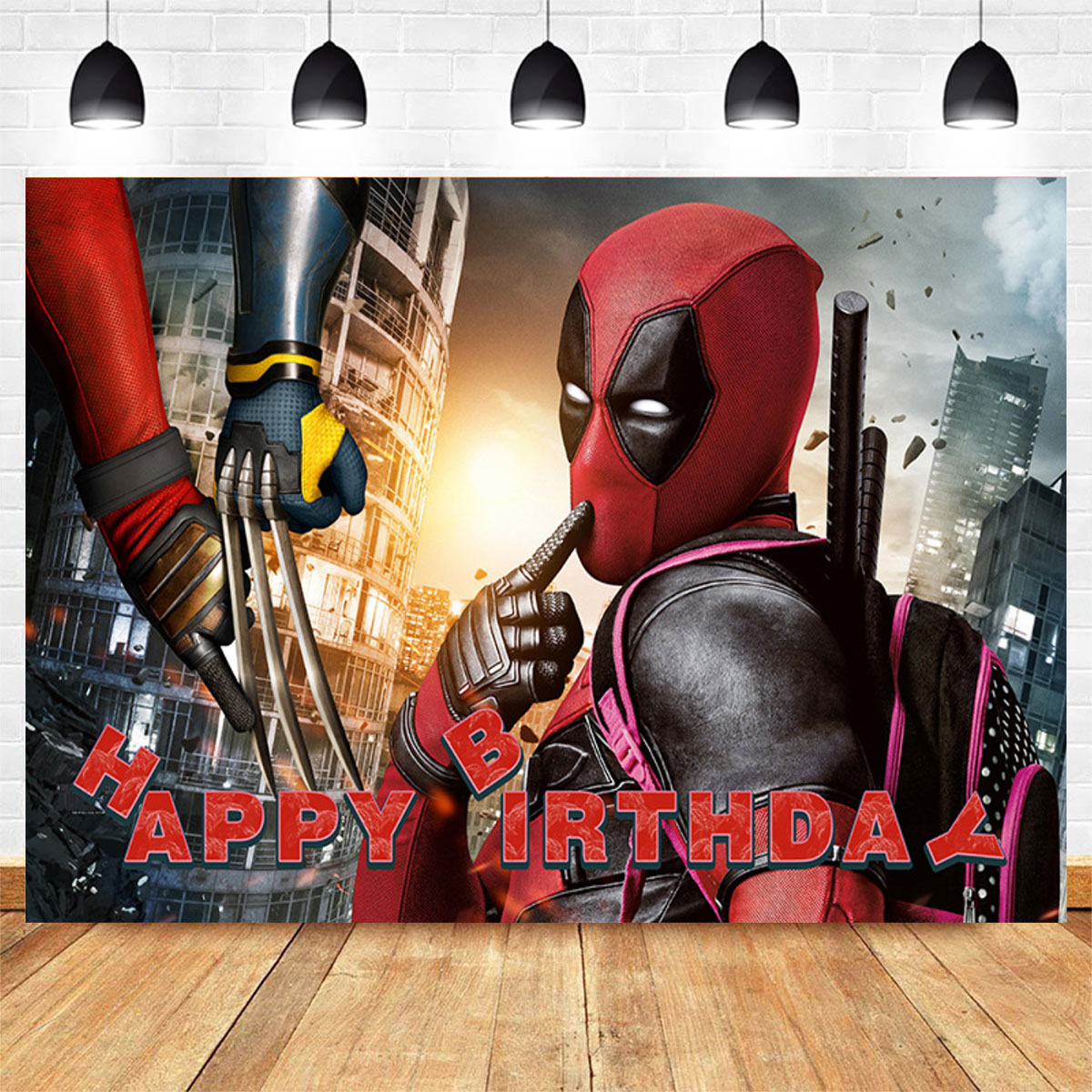 Undead Deadpool Theme Happy Birthday Party Vinyl Background Banner Baby ...