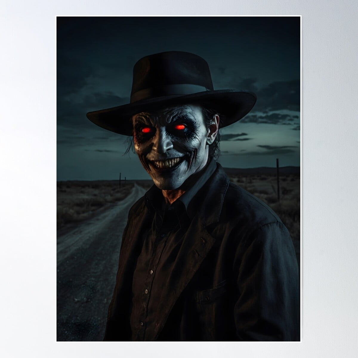 Undead Ghoul Cowboy Standing On A Dark, Haunted Road Poster Wall Art ...
