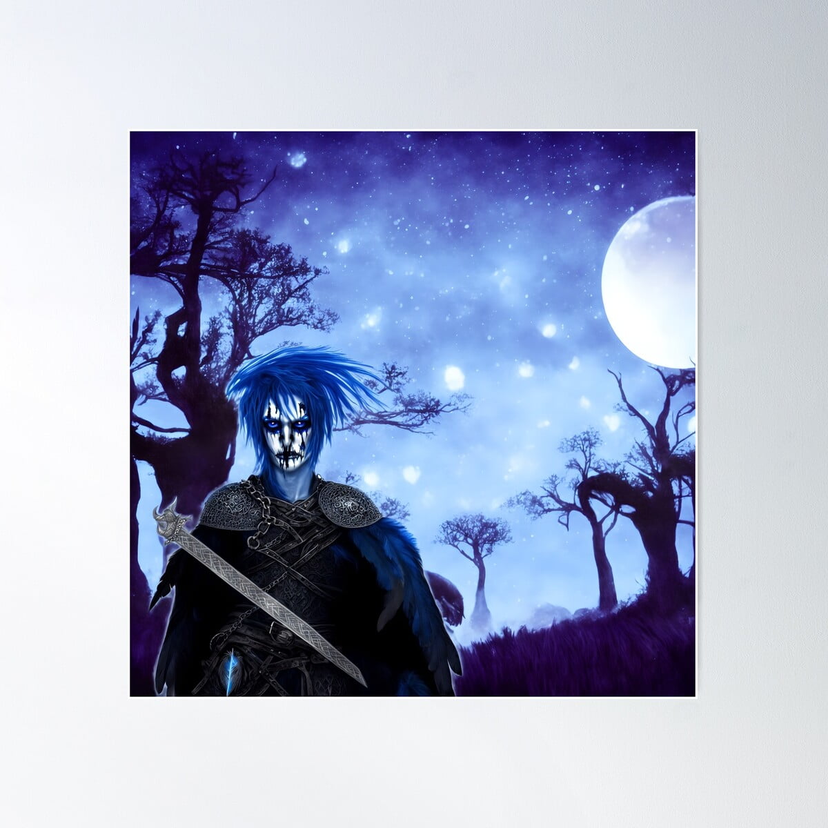 Undead Raven-Knight In A Dark Fantasy Landscape Poster Wall Art, Modern ...