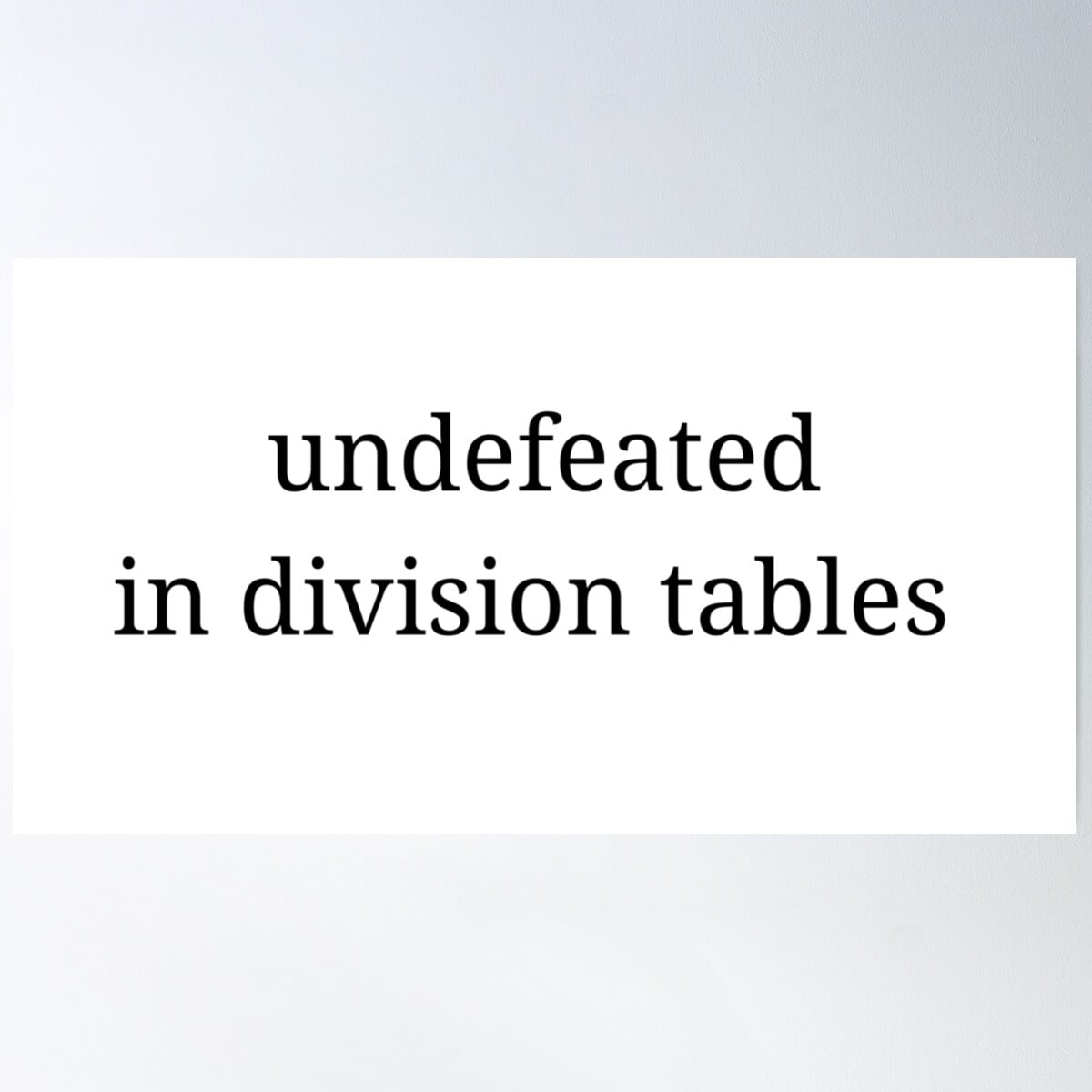 Undefeated In Division Times Tables Poster Wall Art, Modern Wall Decor ...