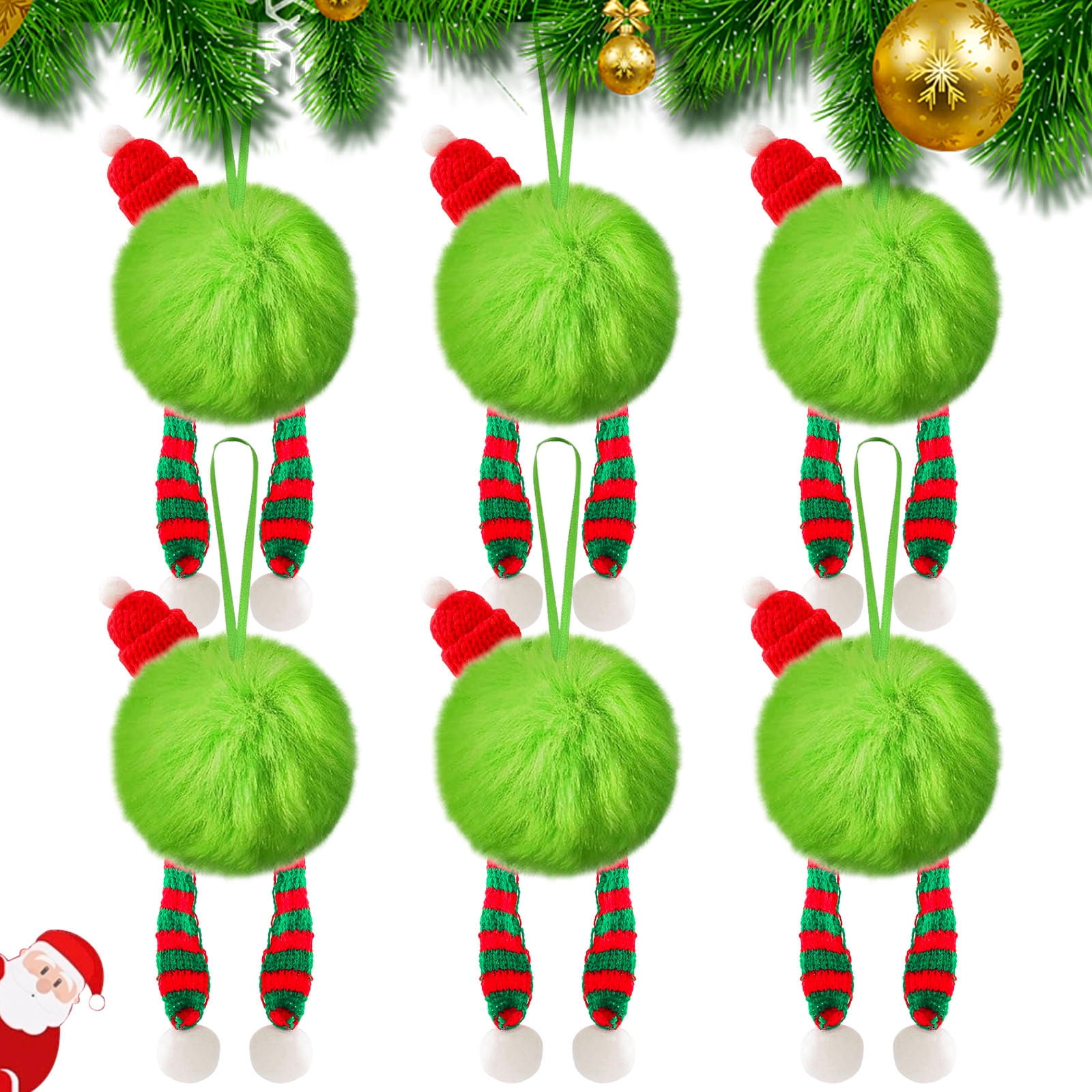 PEONAVET Christmas Lime Green Furry Ball Ornaments,Soft Faux Fur ...