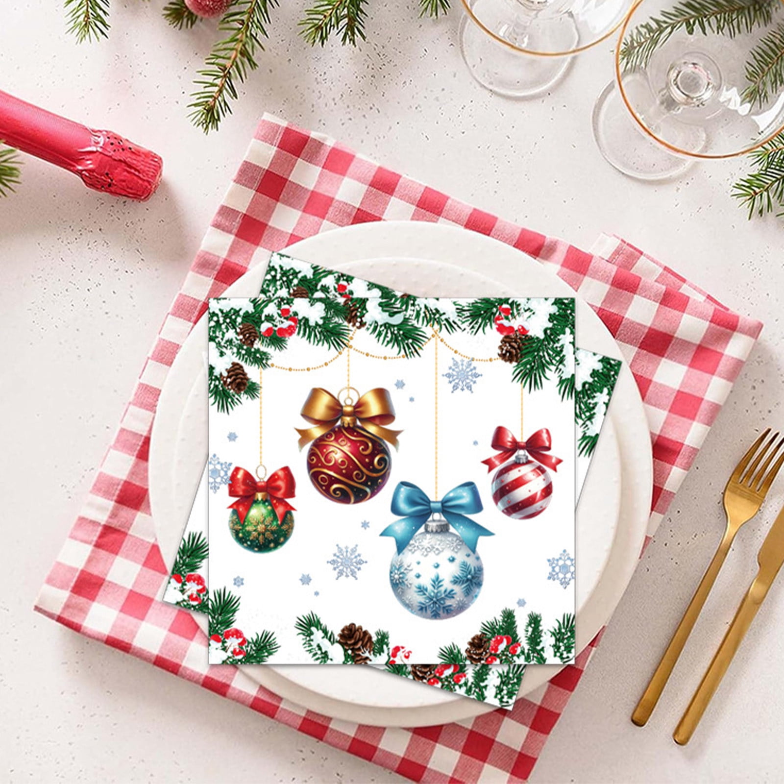 Under $1! PEONAVET Christmas Napkins 20 Pcs Disposable Christmas Ball ...