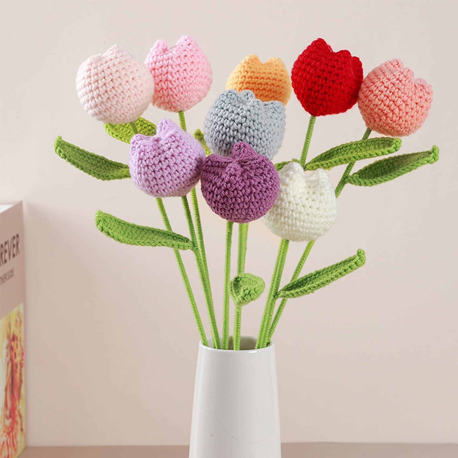 Under 10, 2-Pack Knitted Fake Flower Bouquet, Artificial Floral Decor ...