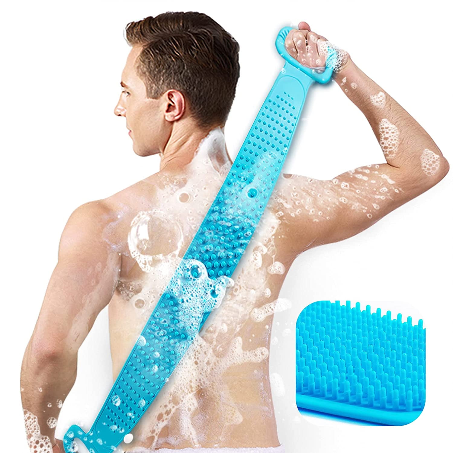Inmorven Silicone Bath Body Brush: Extra Long Back Scrubber for Shower ...