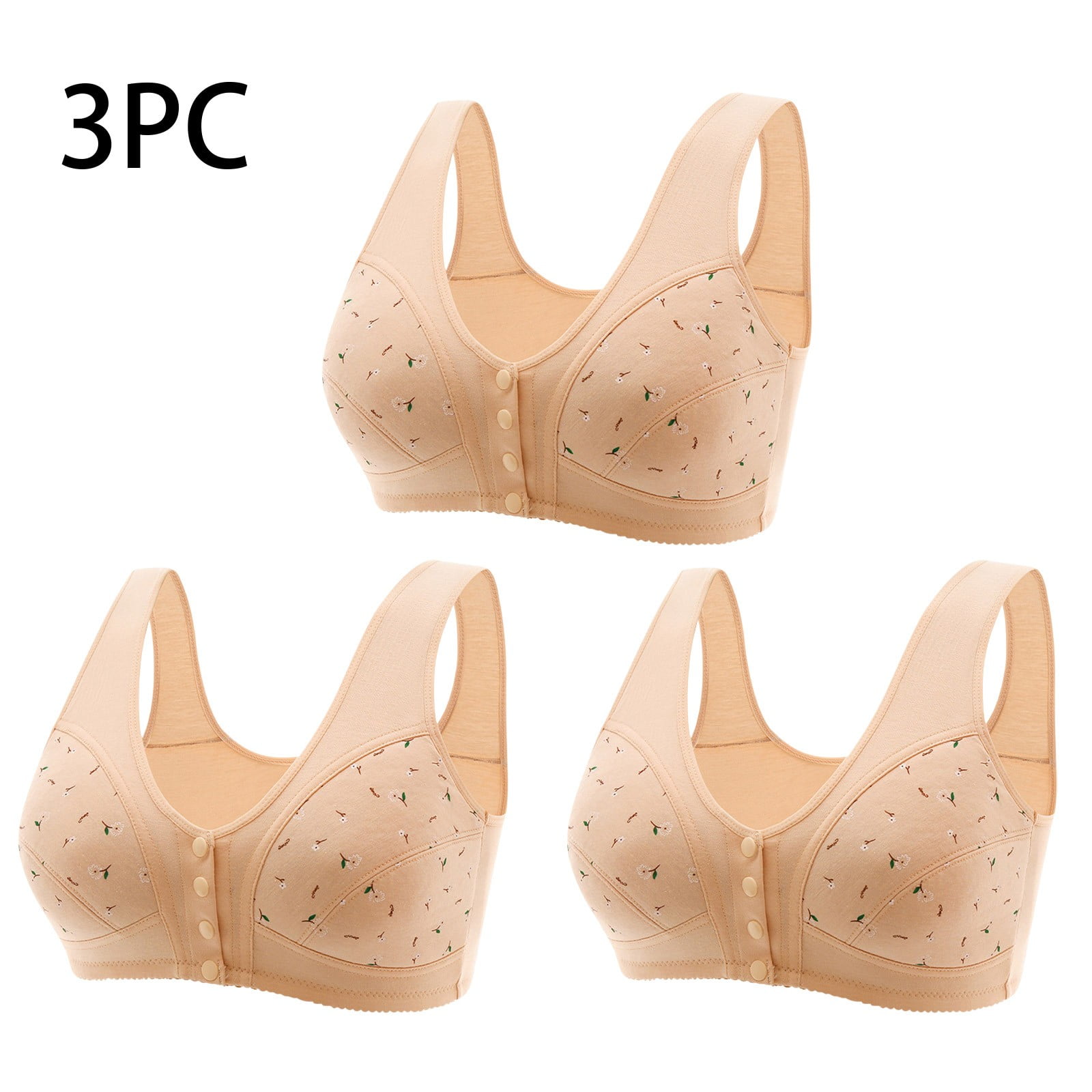Rciityk 3PC Bras for Women Plus Size, Push Up Front Closure Bras ...