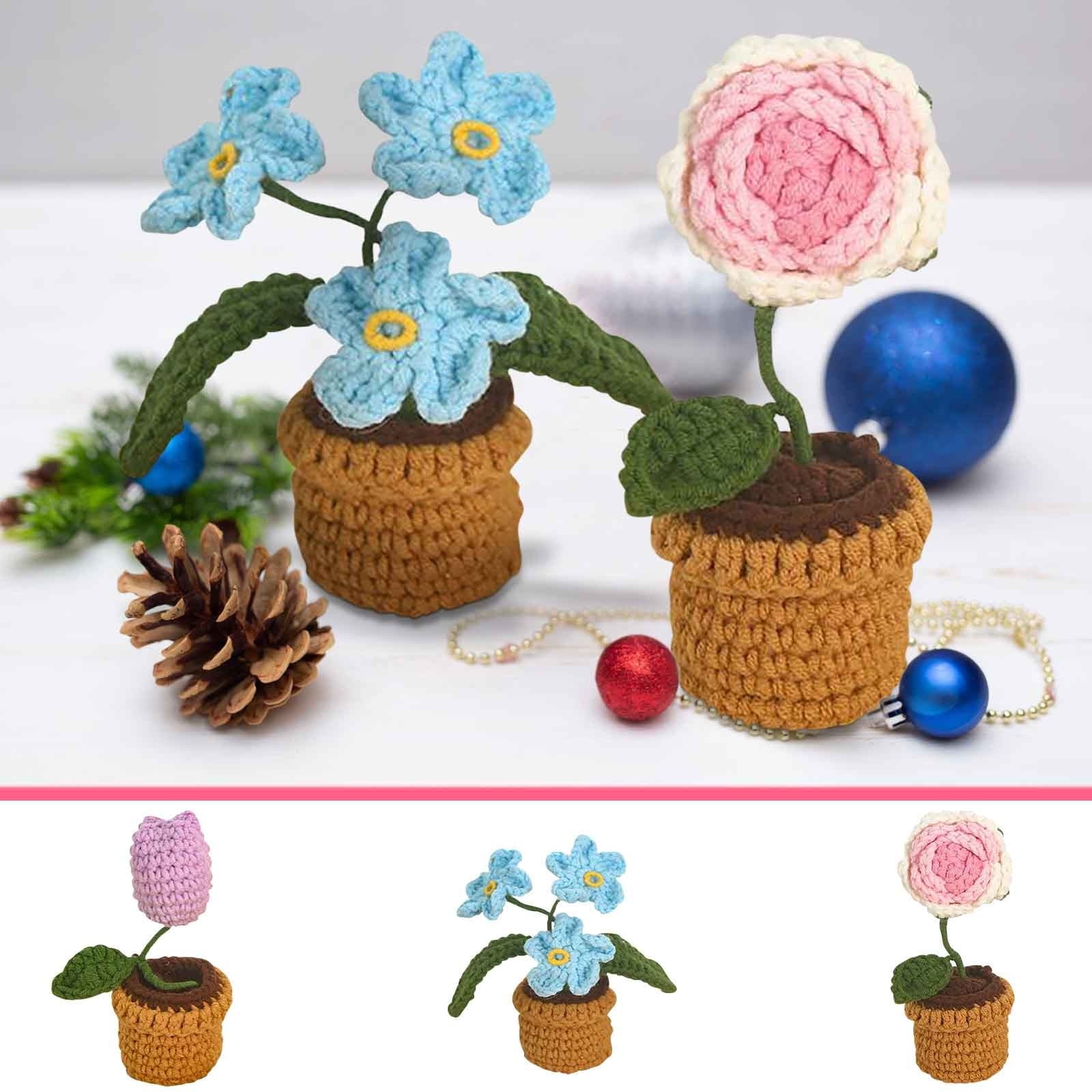 Under 10, Crochet Wool Flower Pot, Mini Indoor, Car Decoration with ...