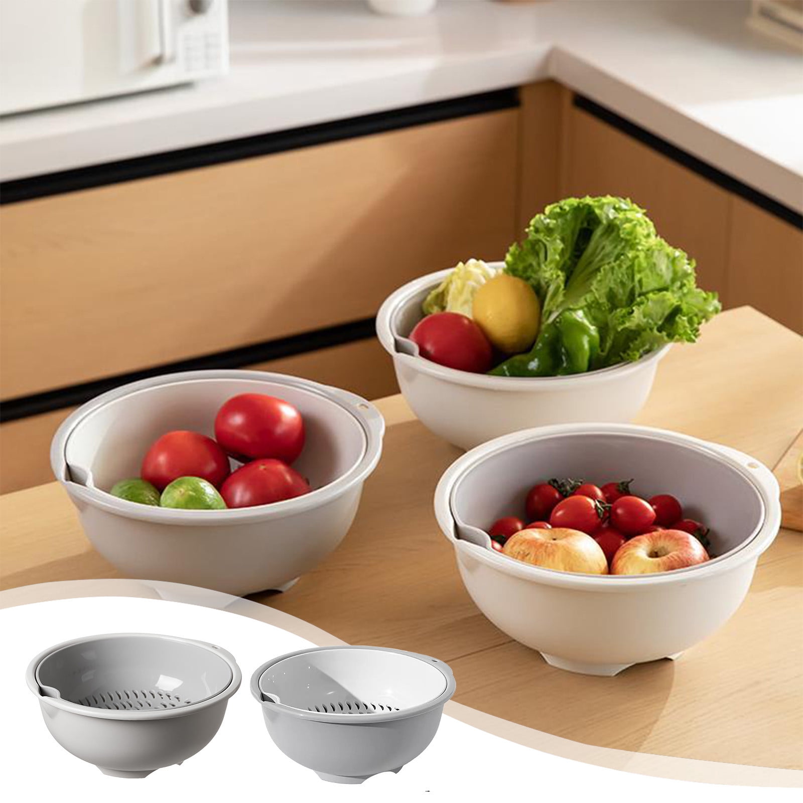 Under 10,Multi-Functional Fruit Cleaning Bowl with Strainer,Kitchen ...