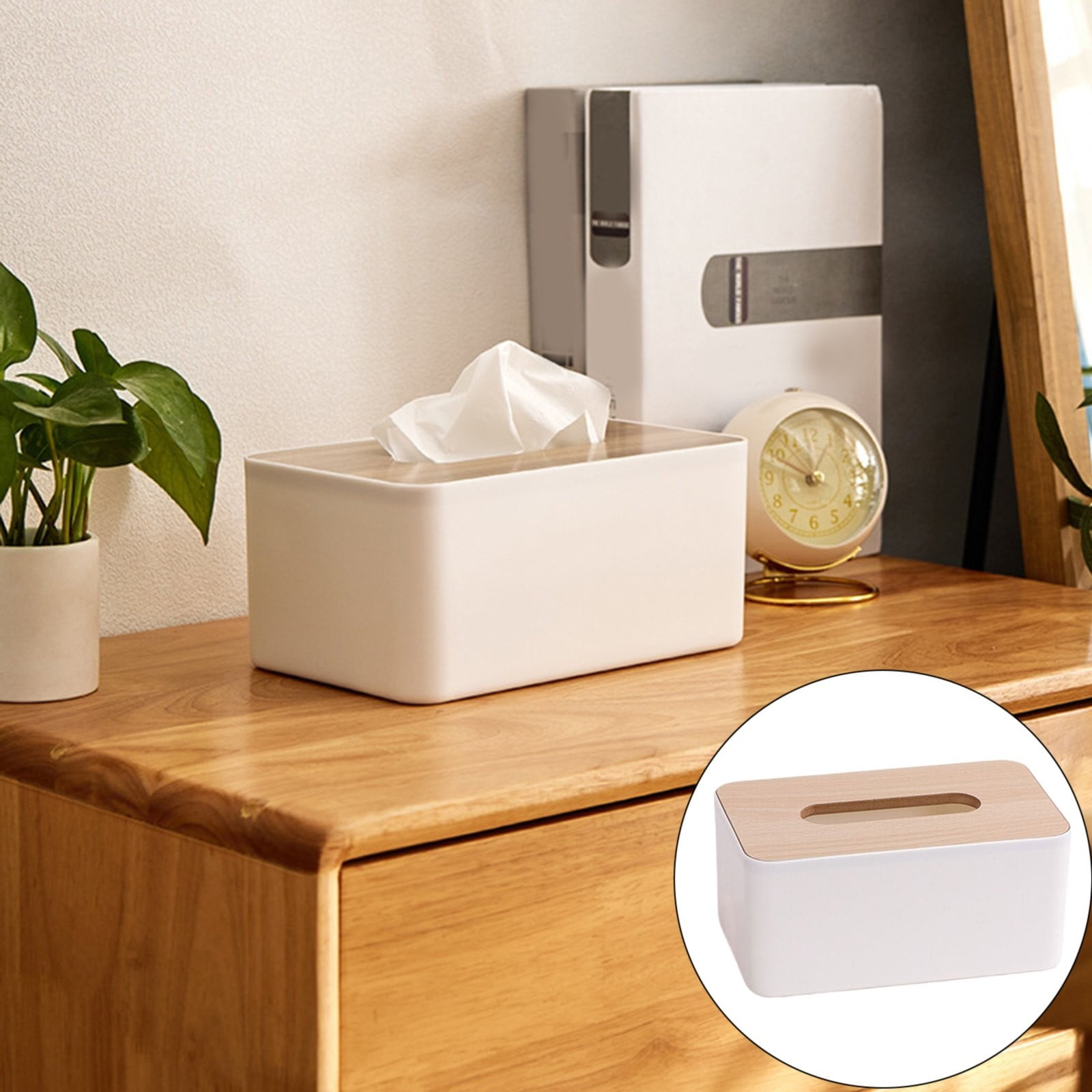 Under $10 Multifunctional Storage Box White, Wood Tissue Box Cover for ...