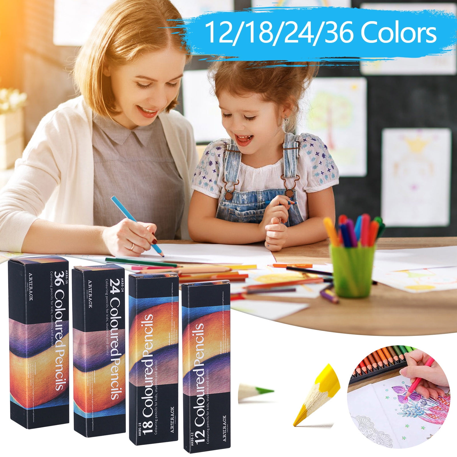 Under 10, Pens,Colors Pencil Set,Oily Colored Painting Pens - Oil-based ...