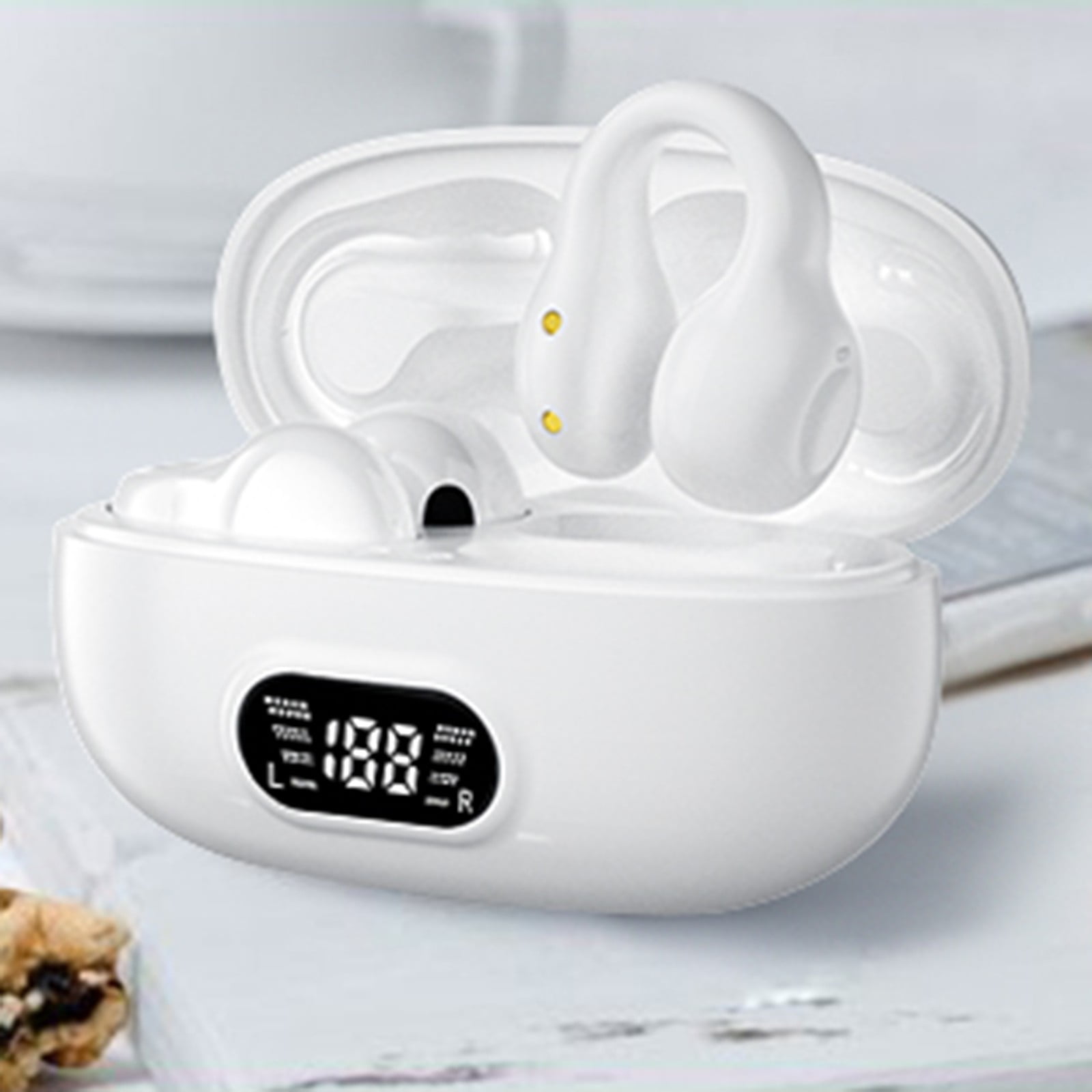 Under $10 Wireless Headphones, Bluetooth Chip 5.3 Clip On Ear Earphones ...