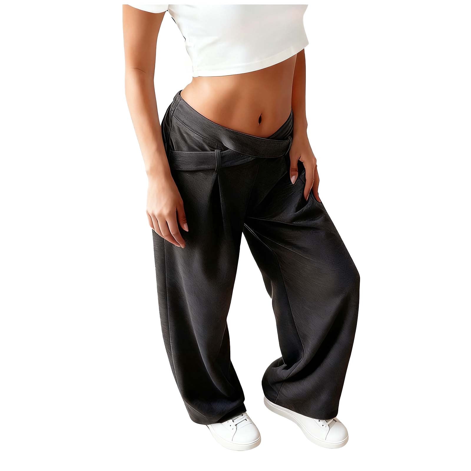 Under $10 Women's Crossover Waist Sweatpants Baggy Y2K Jogger Pants ...