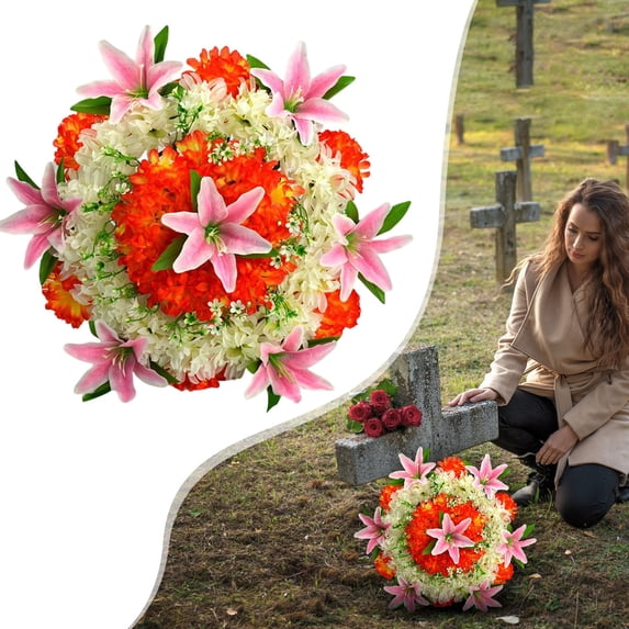 Under $15 Artificial Funeral Wreath Faux Flower Hoop Abs For Funeral ...