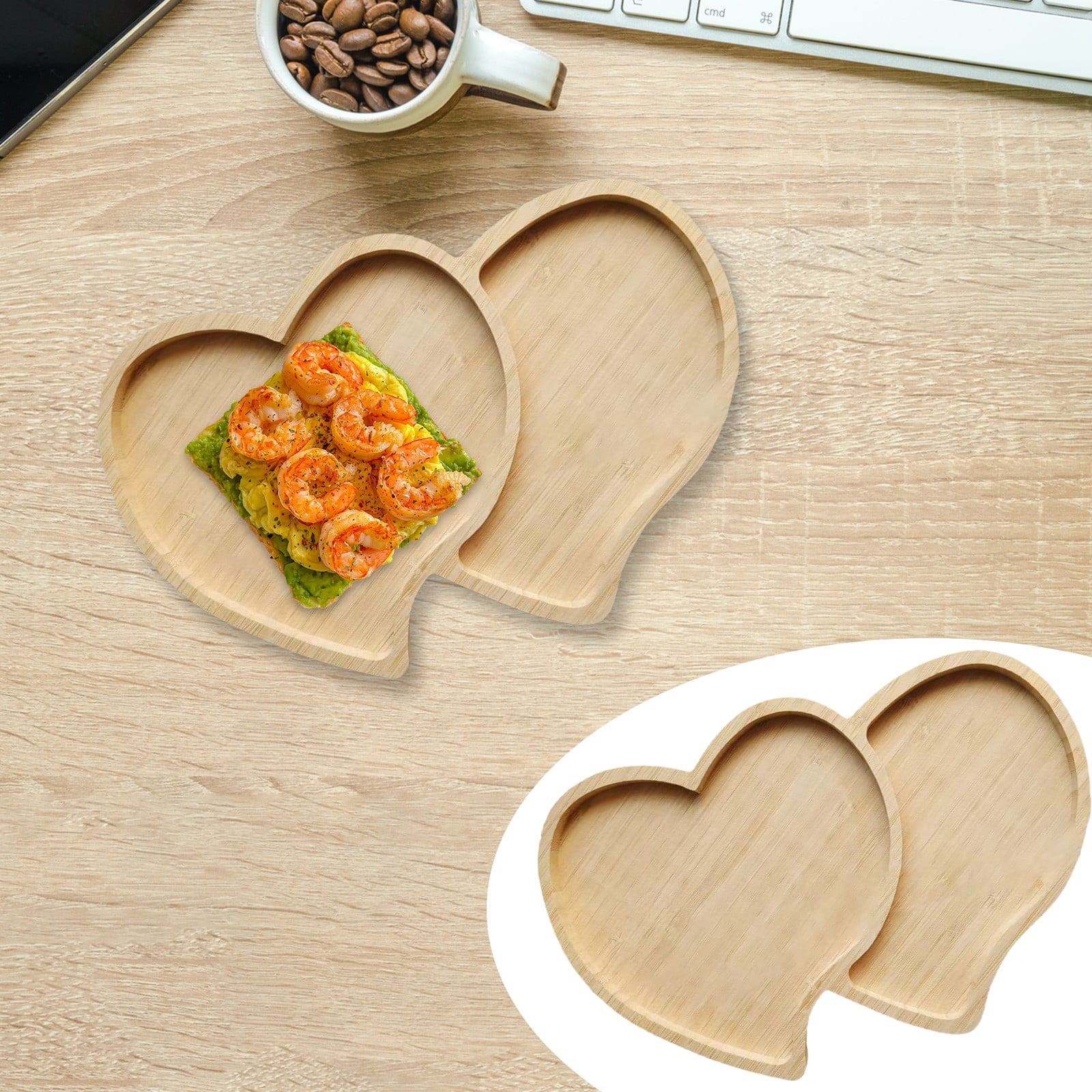 Under $15 Wooden Heart Shaped Tray, Dusknt Heart Shaped Cooked Food ...