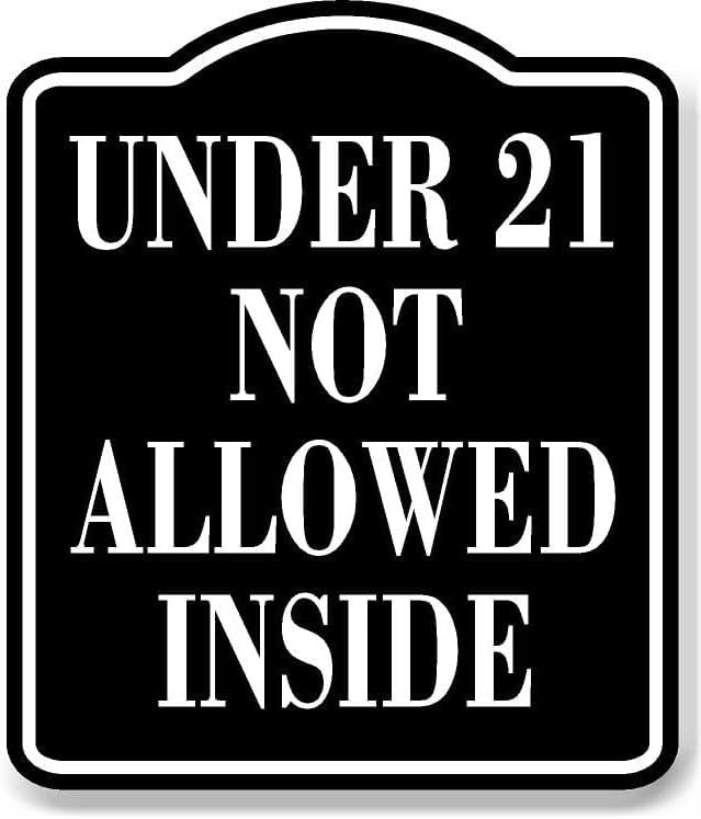 Under 21 Not Allowed Inside BLACK Aluminum Composite Sign, 8.5"x10 ...