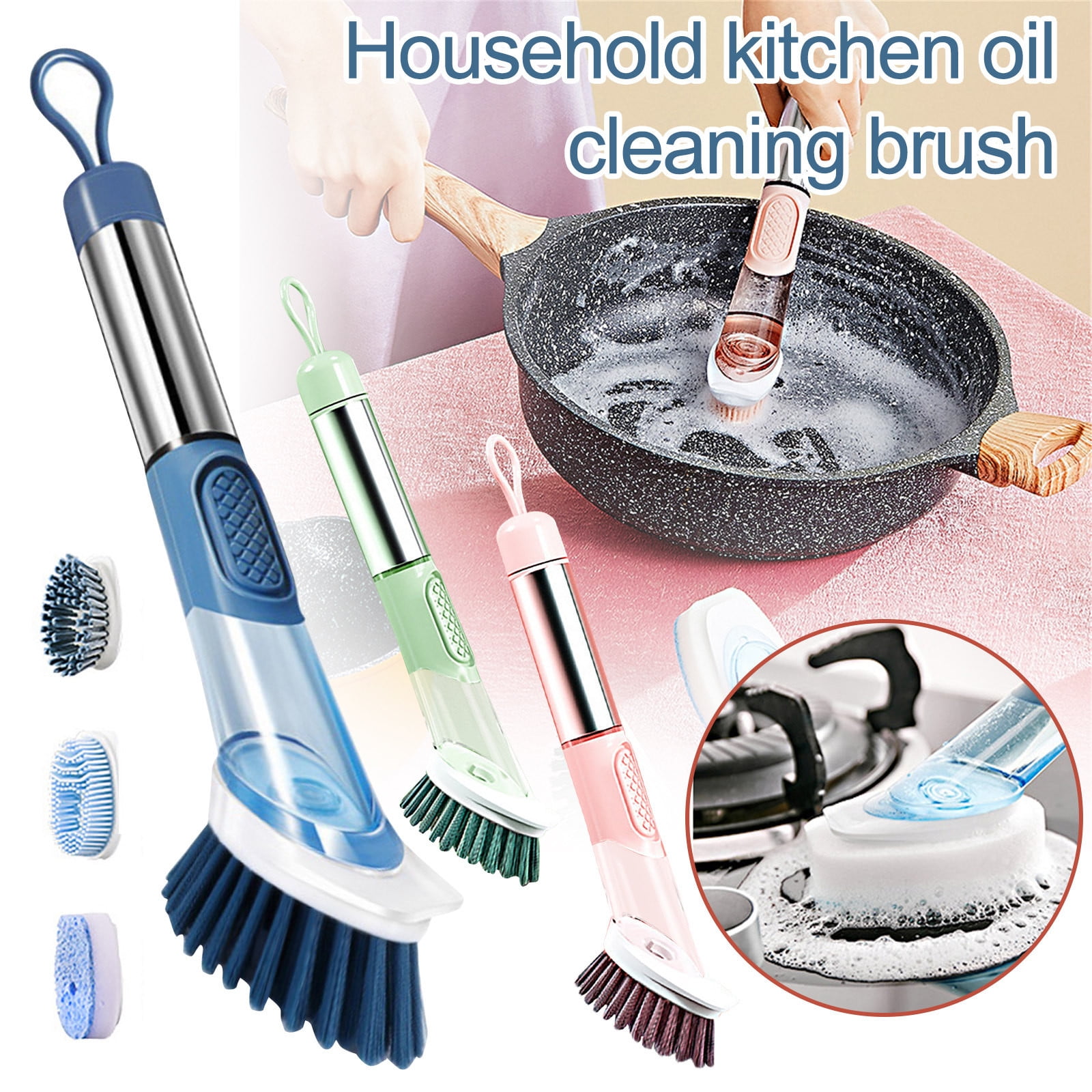 Under 25, Dish Brush with Soap Dispenser,3-in-1 Upgraded Design ...