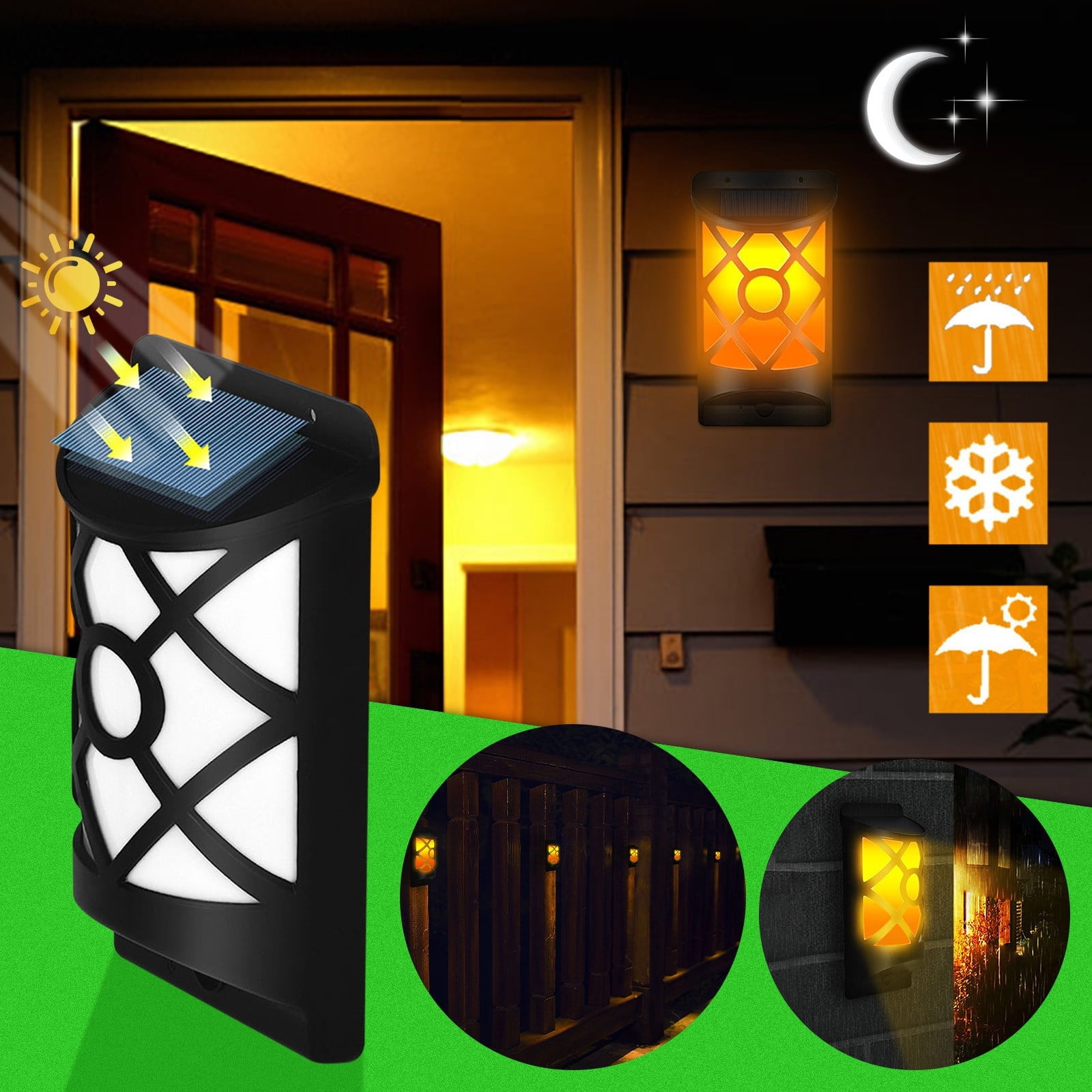 Under 25,Solar LED Flame Wall Lamp,Courtyard and Outdoor Sensing Lamp ...