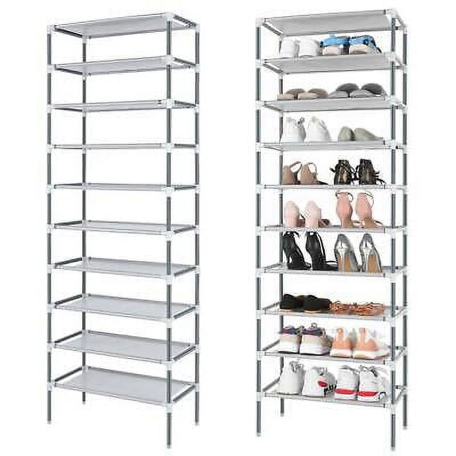 10-Tier Gray Shoe Rack Organizer, Holds up to 30-Pairs of Shoes, 1 ...