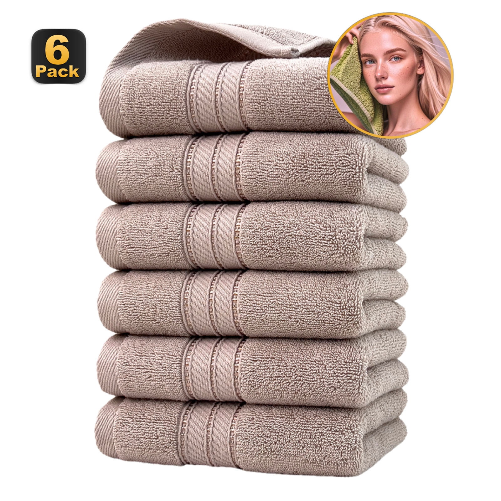 Charisma Towels Qwtwty 6 Pack Towels Set Cotton Soft And Highly Absorbent 400GSM Towels for ...