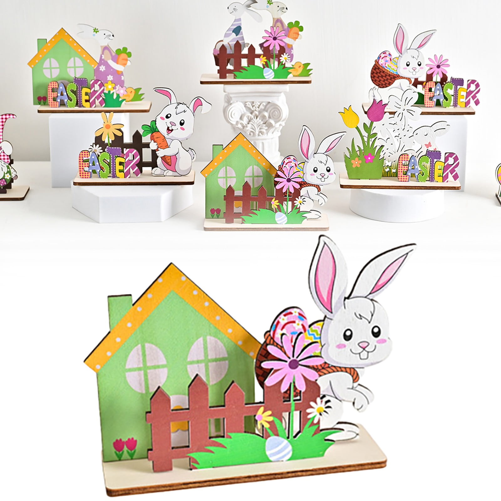 Under $5 Easter Bunny Ornaments, Aurlik Easter Wooden Bunny Standing ...