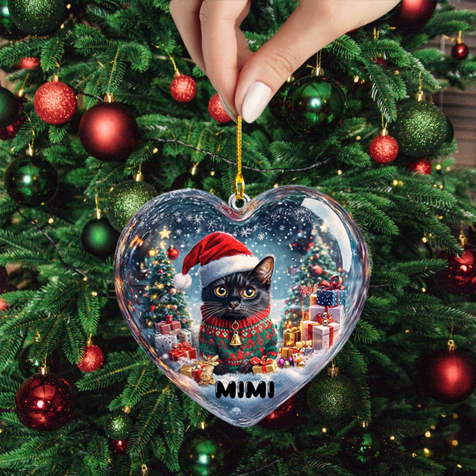 Under 5$ KeirineCC Cute Cat Heart Shape Ornament, Cat Christmas Tree ...