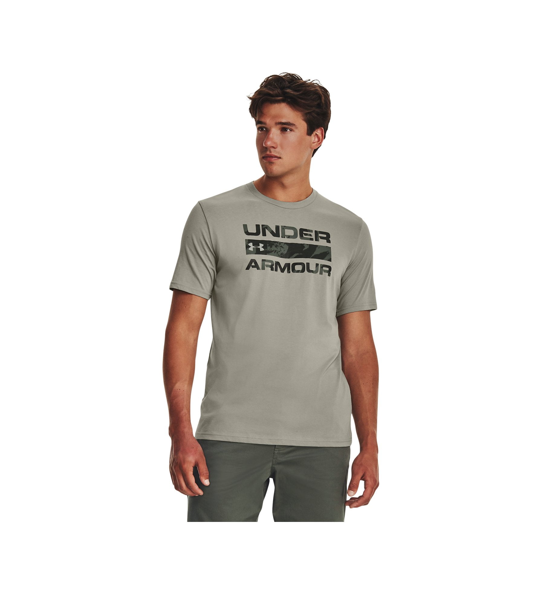 Under Armour 1361903504MD Stacked Logo Mens Size Medium OD Green T ...