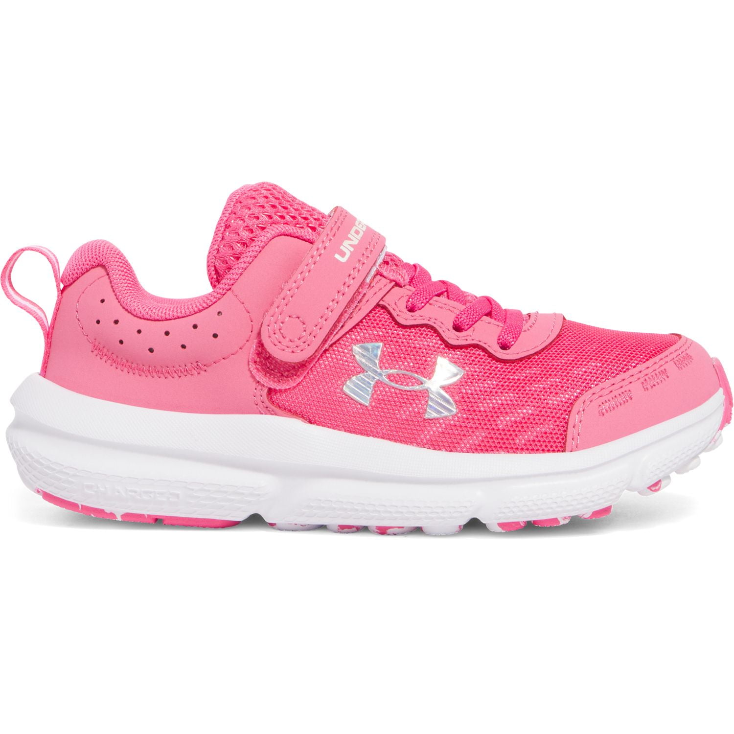 Under Armour Assert 10 AC Paint Splatter Little Kids' Running Shoes Color: Pink White Iridescent ...