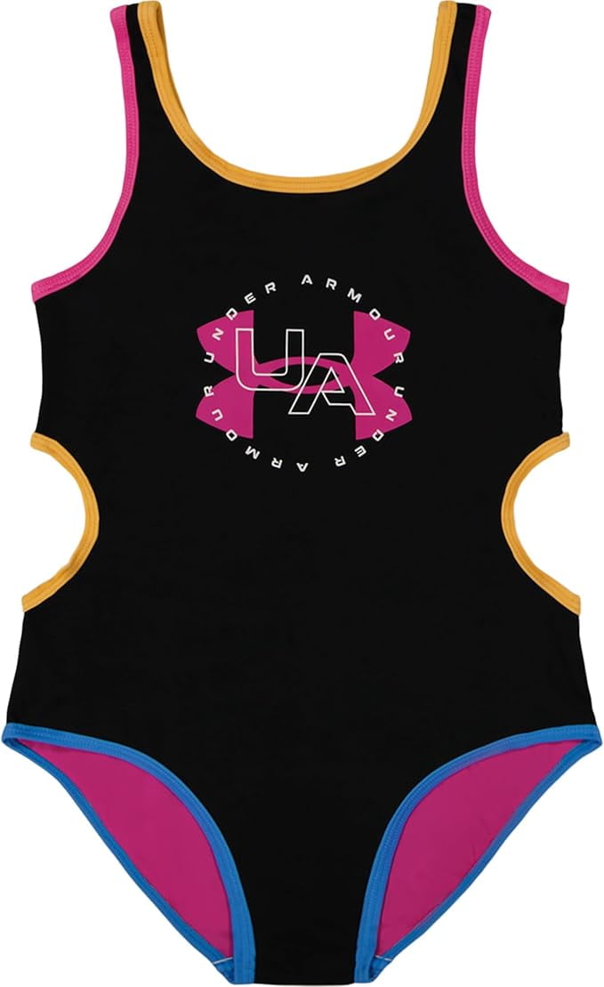 Under Armour Girls CORE Block One Piece Swimsuit, Black - Cut Out, 5 ...