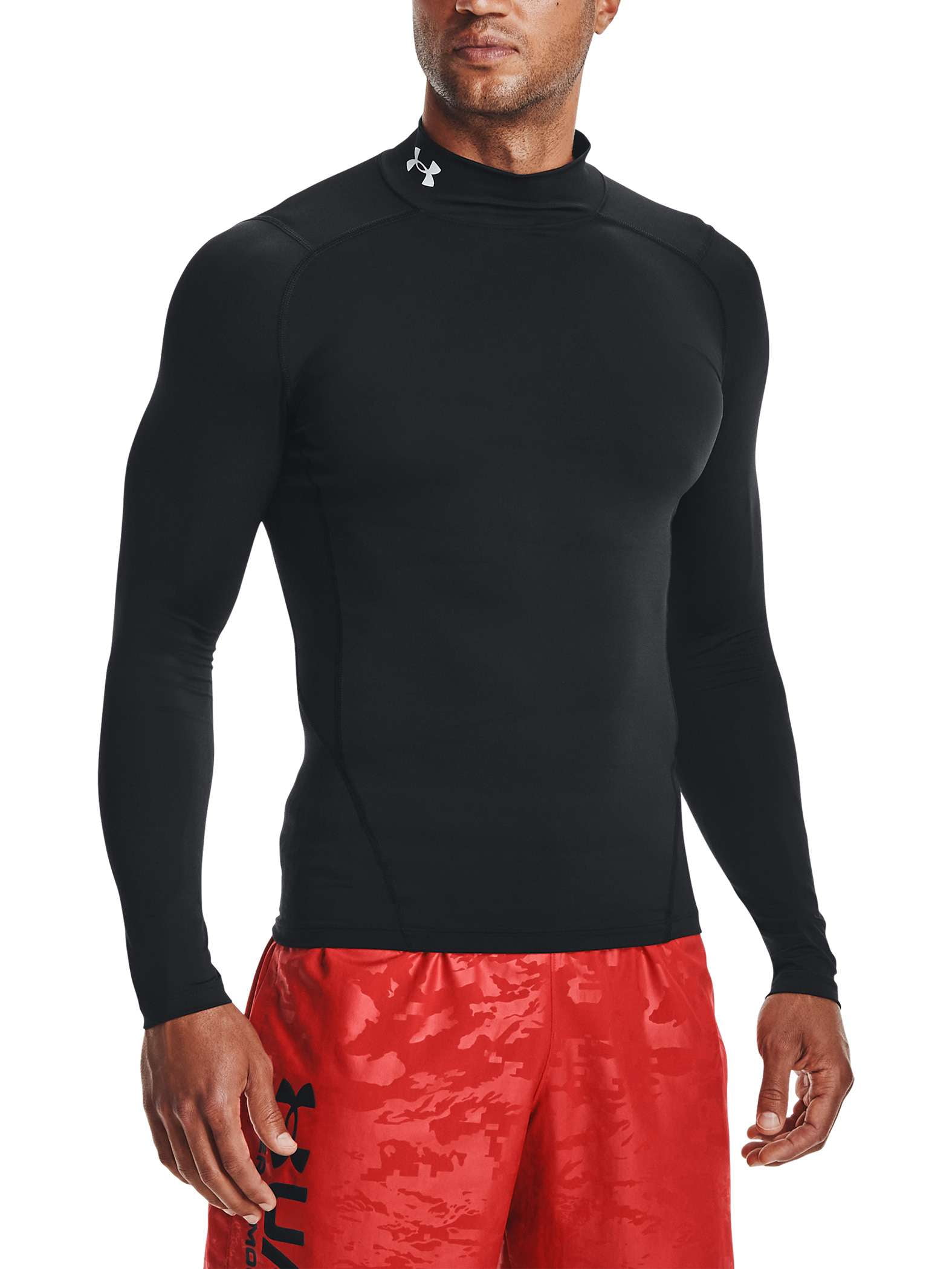 Under Armour HeatGear Mock Longsleeved Baselayer T-Shirt, Black ...