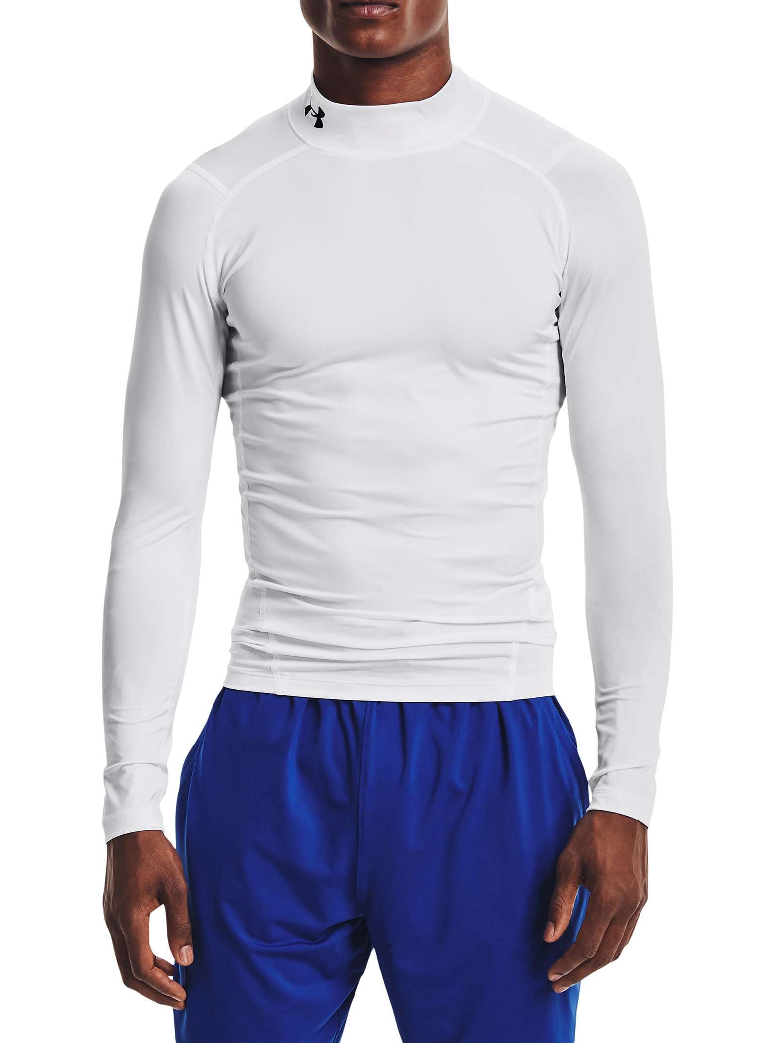 Under Armour HeatGear Mock Longsleeved Baselayer T-Shirt, White ...