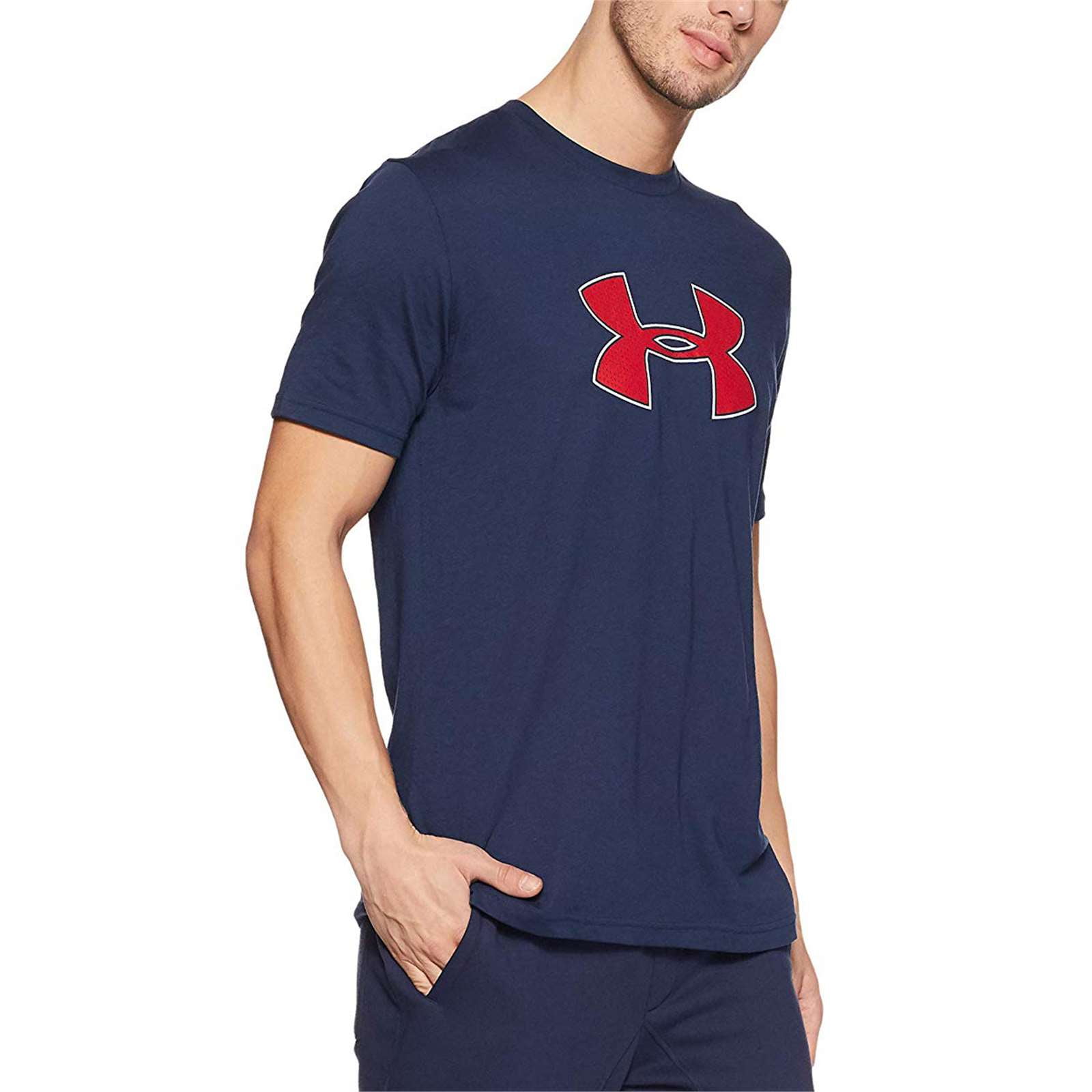 Under Armour Men's Big Logo Short Sleeve Super Soft T-Shirt (Navy/Red ...