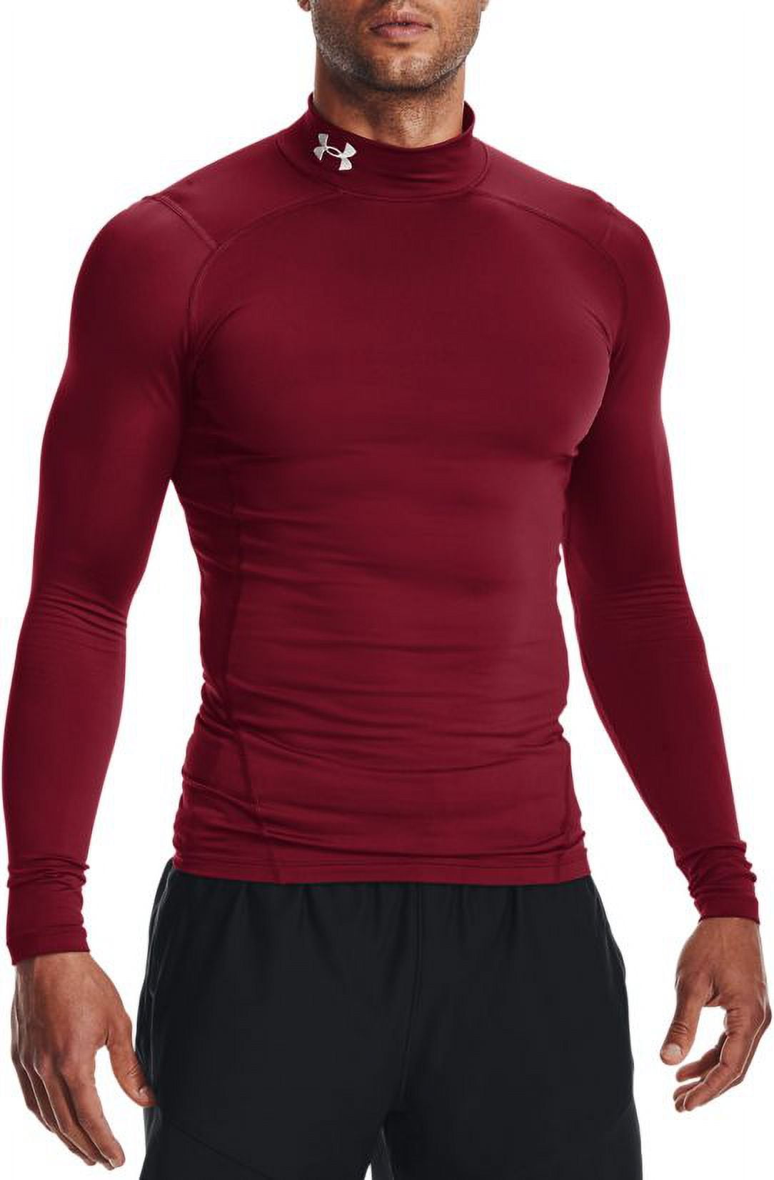 Under Armour Men's ColdGear Mock Neck Compression Shirt (Cardinal/White ...