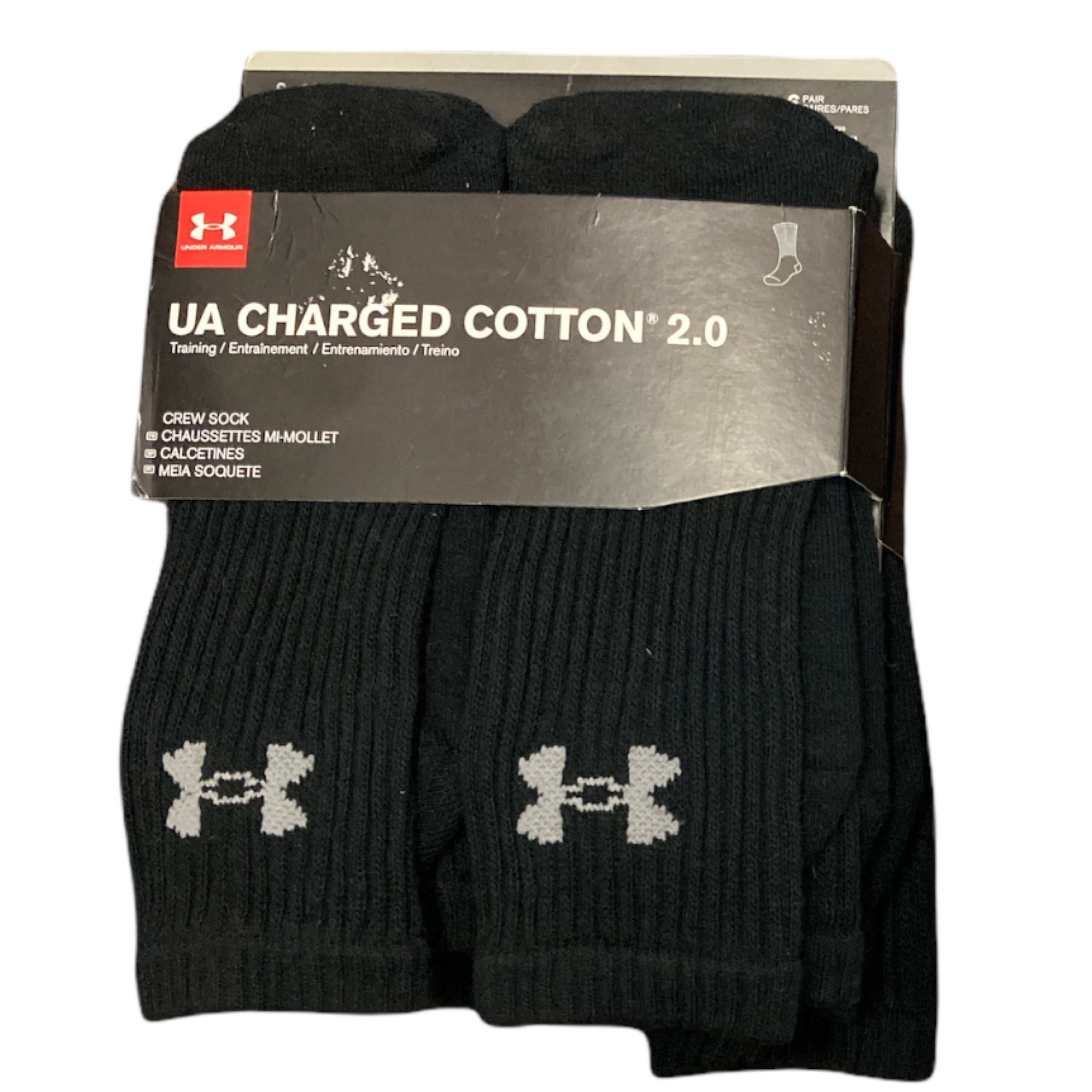 Under Armour Men's Moisture-Wicking Cotton Crew Training Socks, Black ...