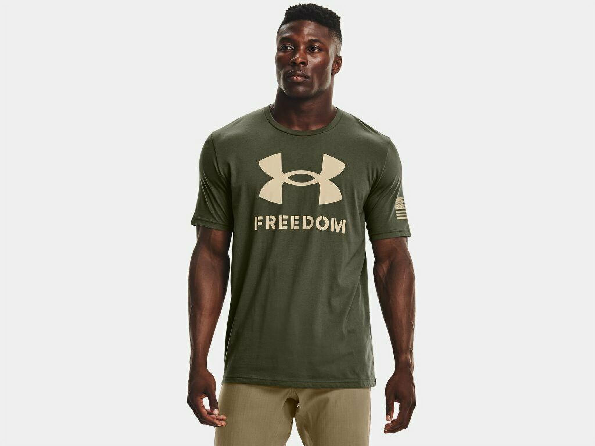 Under Armour Men's New Freedom Logo T-Shirt, Marine Od Green 390/Desert ...