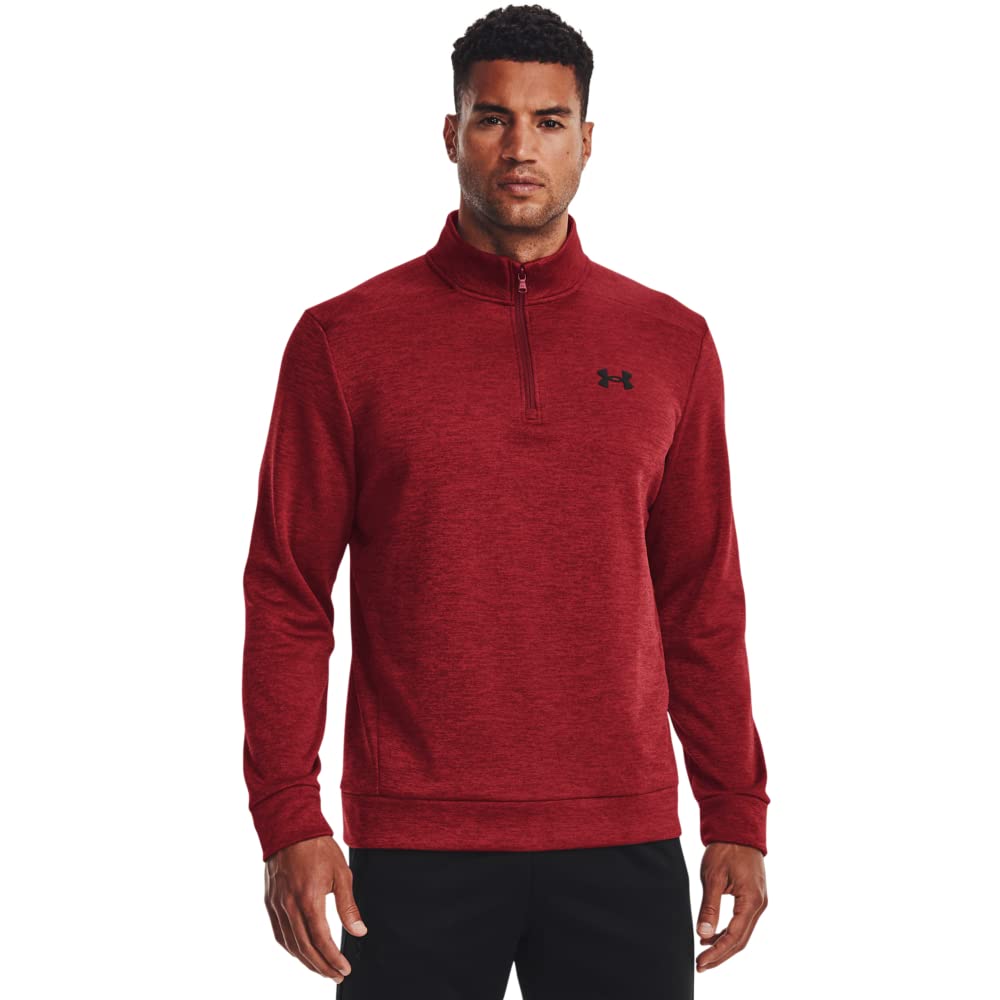 Under Armour Mens ArmourFleece 1/4 Zip , (610) Stadium Red / / Black ...