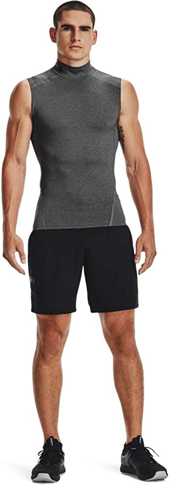Under Armour Mens HeatGear Compression Mock Sleeveless Carbon Heather ...