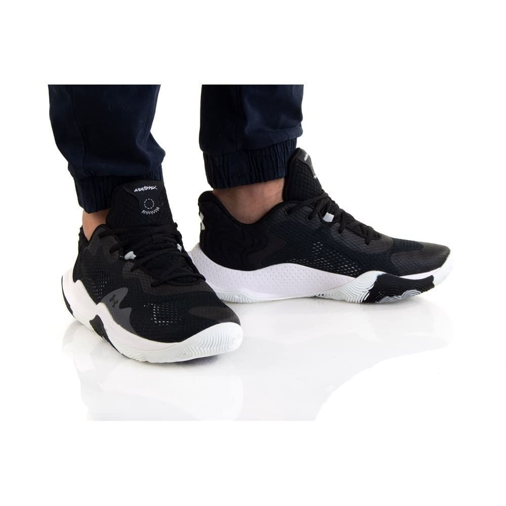 Under Armour Men's Spawn 4 Basketball Shoes Black/White/Metallic Silver ...