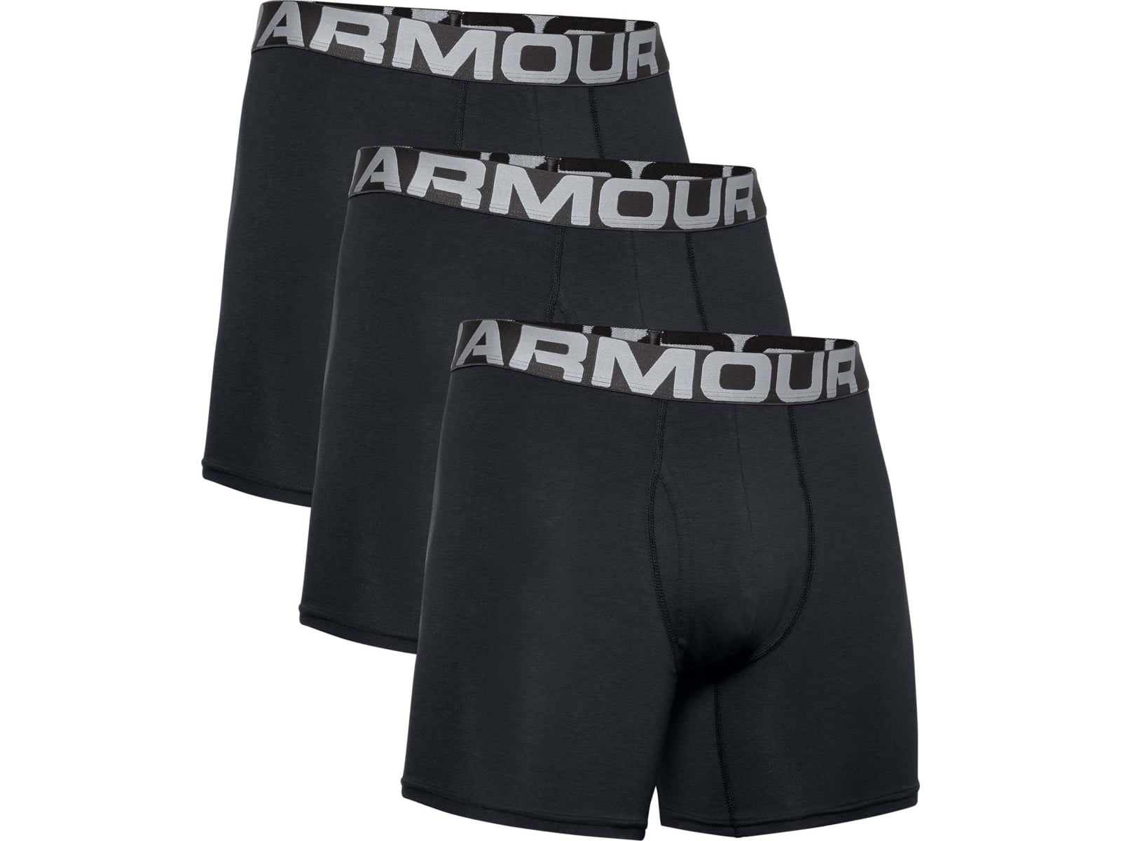 Under Armour UA Charged Cotton 6in Boxer Briefs 3 Pack - Men's, Black ...