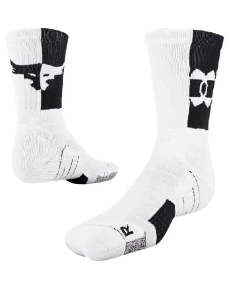 Under Armour Unisex Project Rock Playmaker Crew Socks Large White/Black ...
