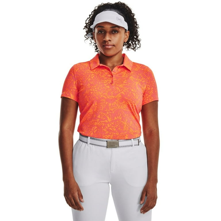 Pink under armour golf shirt store