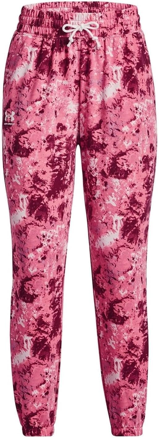 Under Armour Women's Women's UA Rival Terry Printed Joggers Sweatpants Pace Pink White Jogger ...