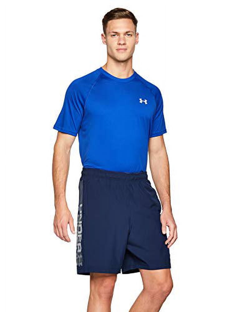 Under Armour Woven Graphic Wordmark Mens Exercise Fitness Short Navy ...