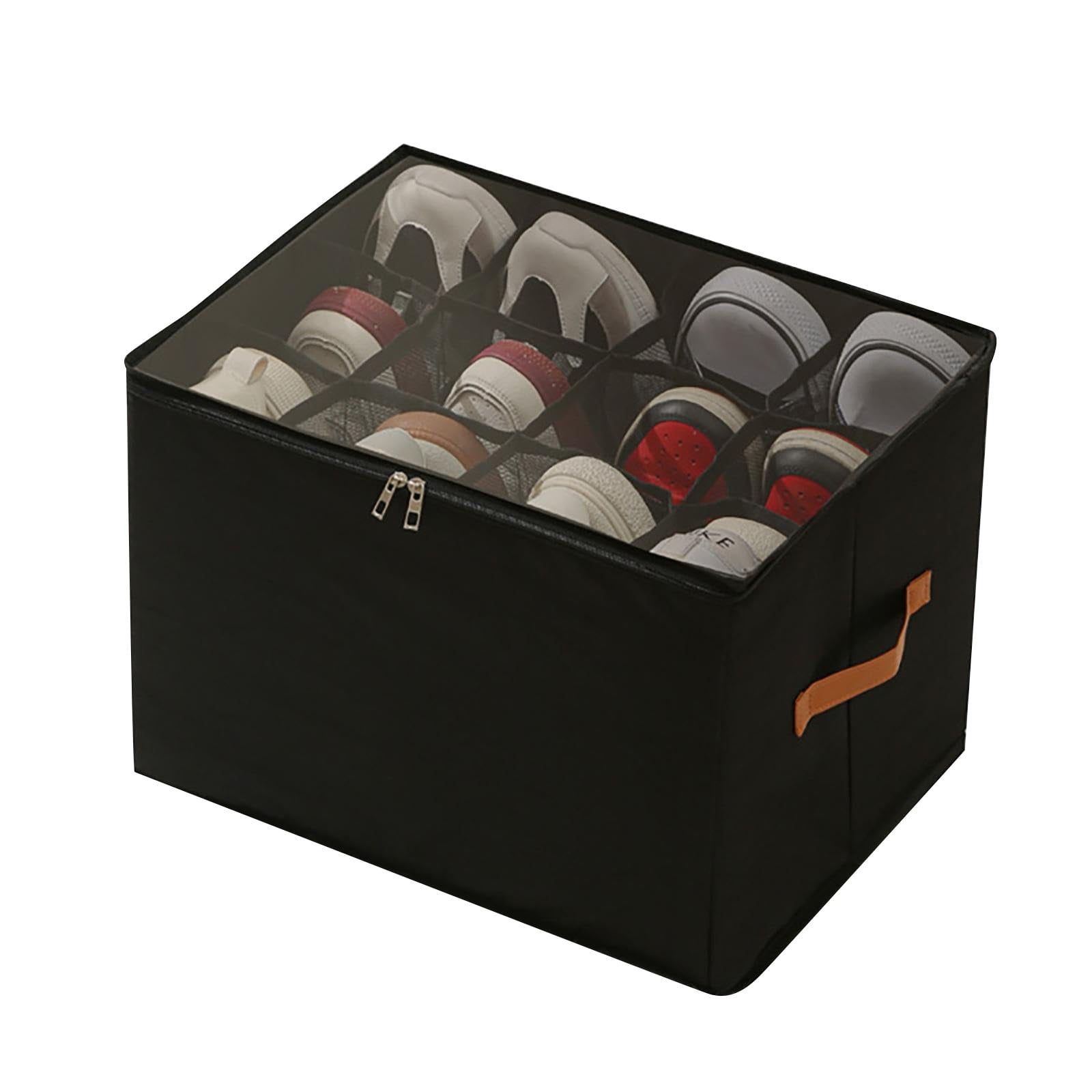 Under-Bed Shoe Organizer with Fabric Cubes, Stackable Storage Case for ...