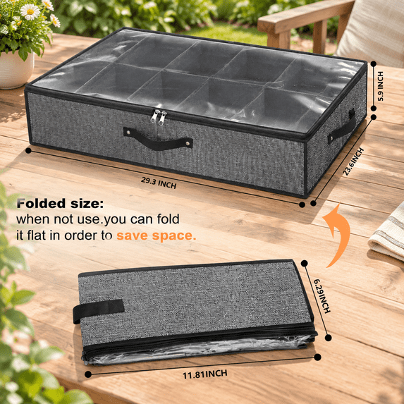 Under Bed Shoe Stororganizer For Closet Fits 24 Pairs-sturdy Underbed ...