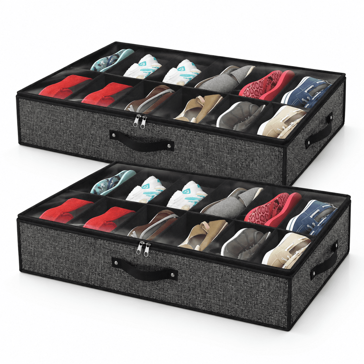 Under Bed Shoe Stororganizer For Closet Fits 24 Pairs-sturdy Underbed ...
