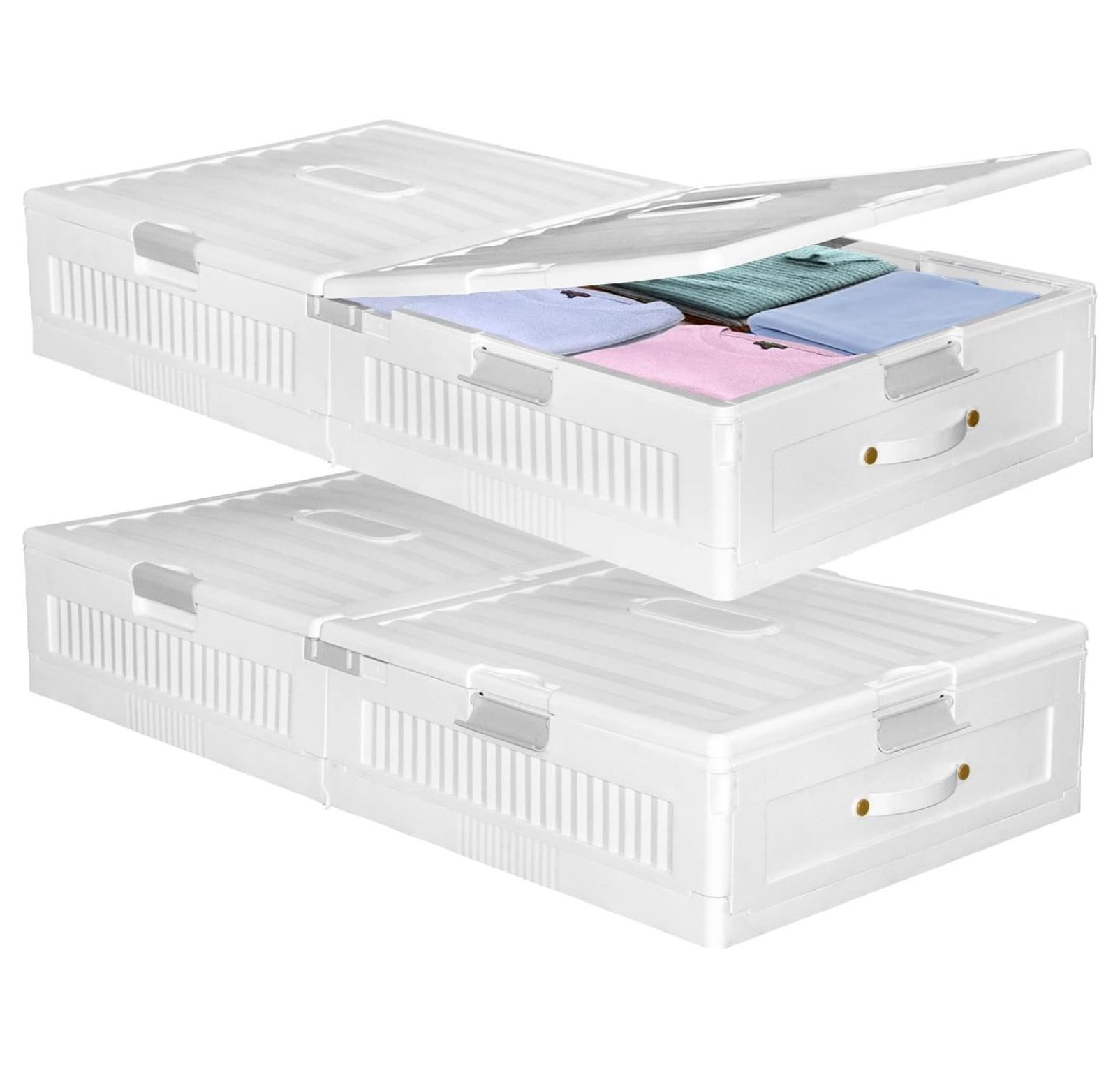 Under Bed Storage Containers Closet Organizer, Dorm Stackable Rolling ...