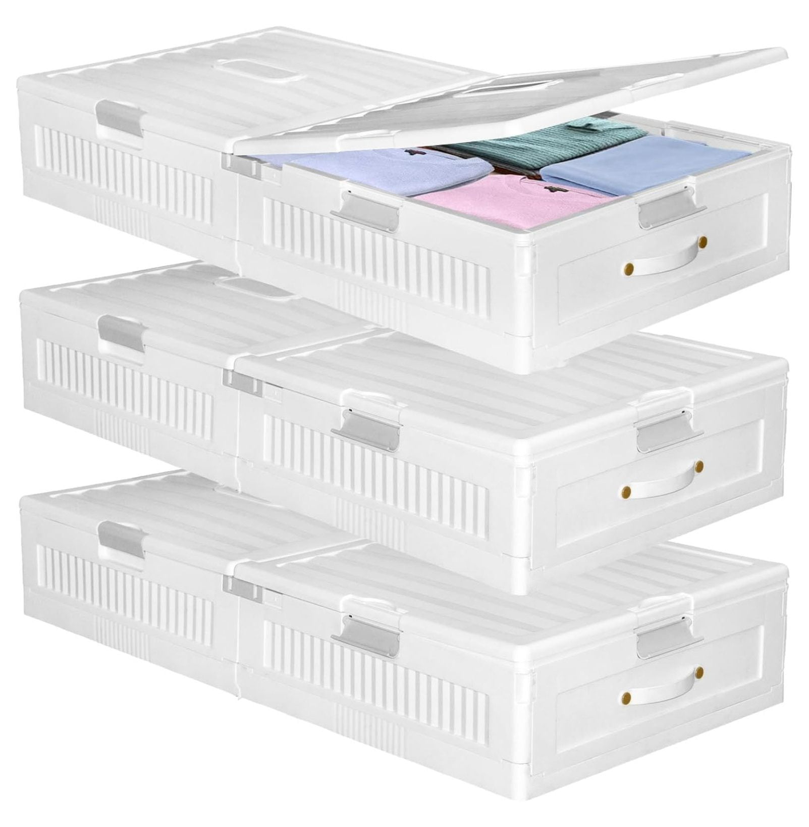 Under Bed Storage Containers Closet Organizer, Dorm Stackable Rolling ...